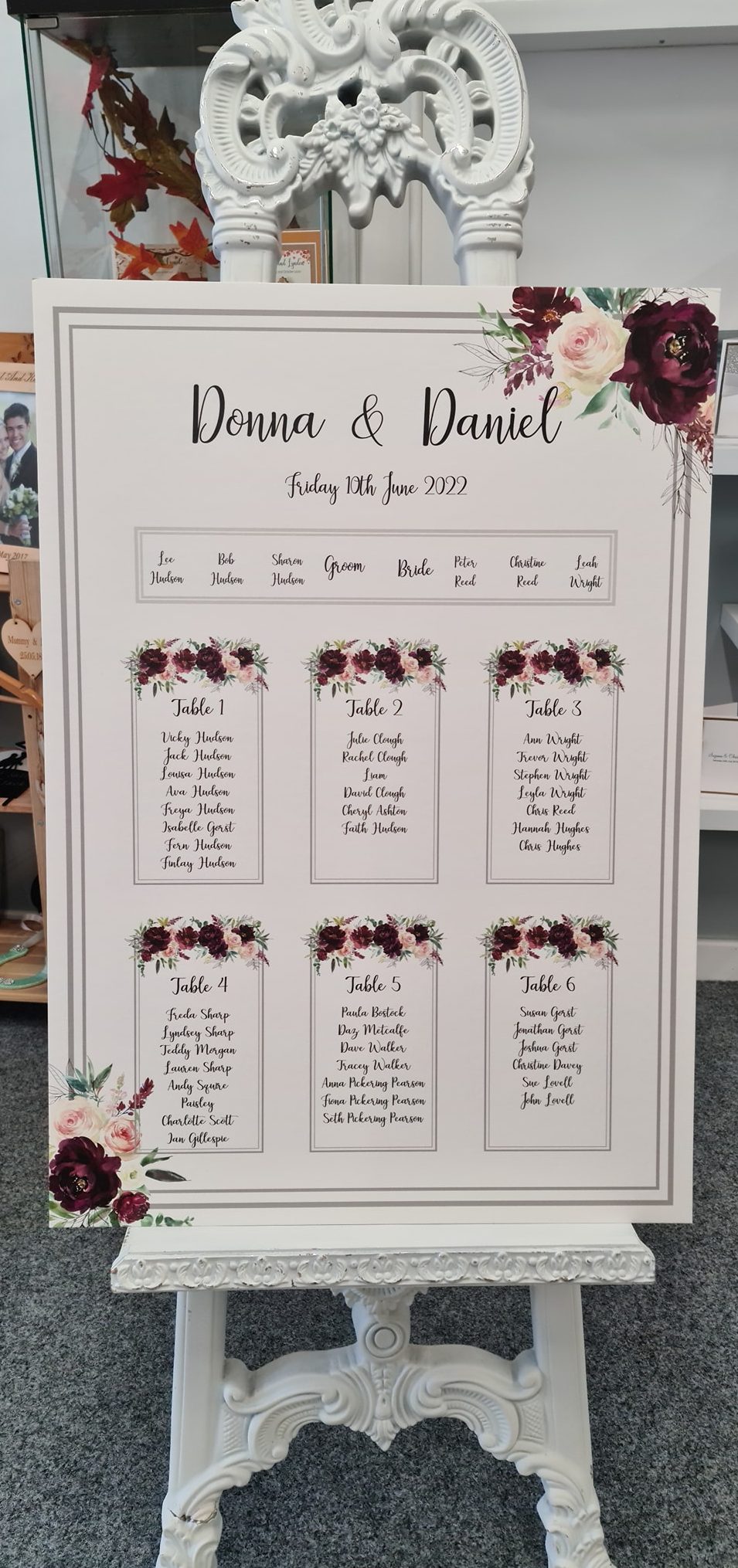Wedding Seating Plans / Table Plans - Yorkshire Wedding Invites